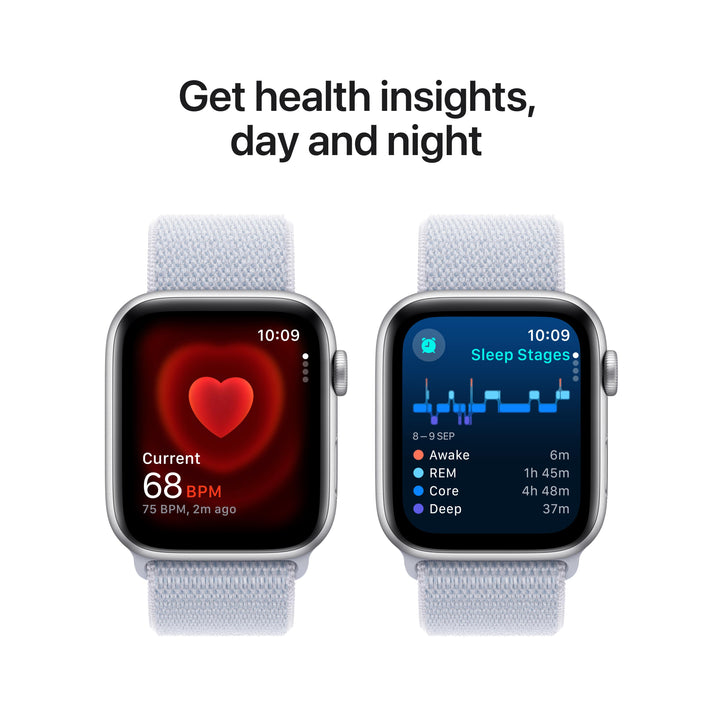 Apple Watch SE GPS 44mm Silver Aluminium Case with Blue Cloud Sport Lo